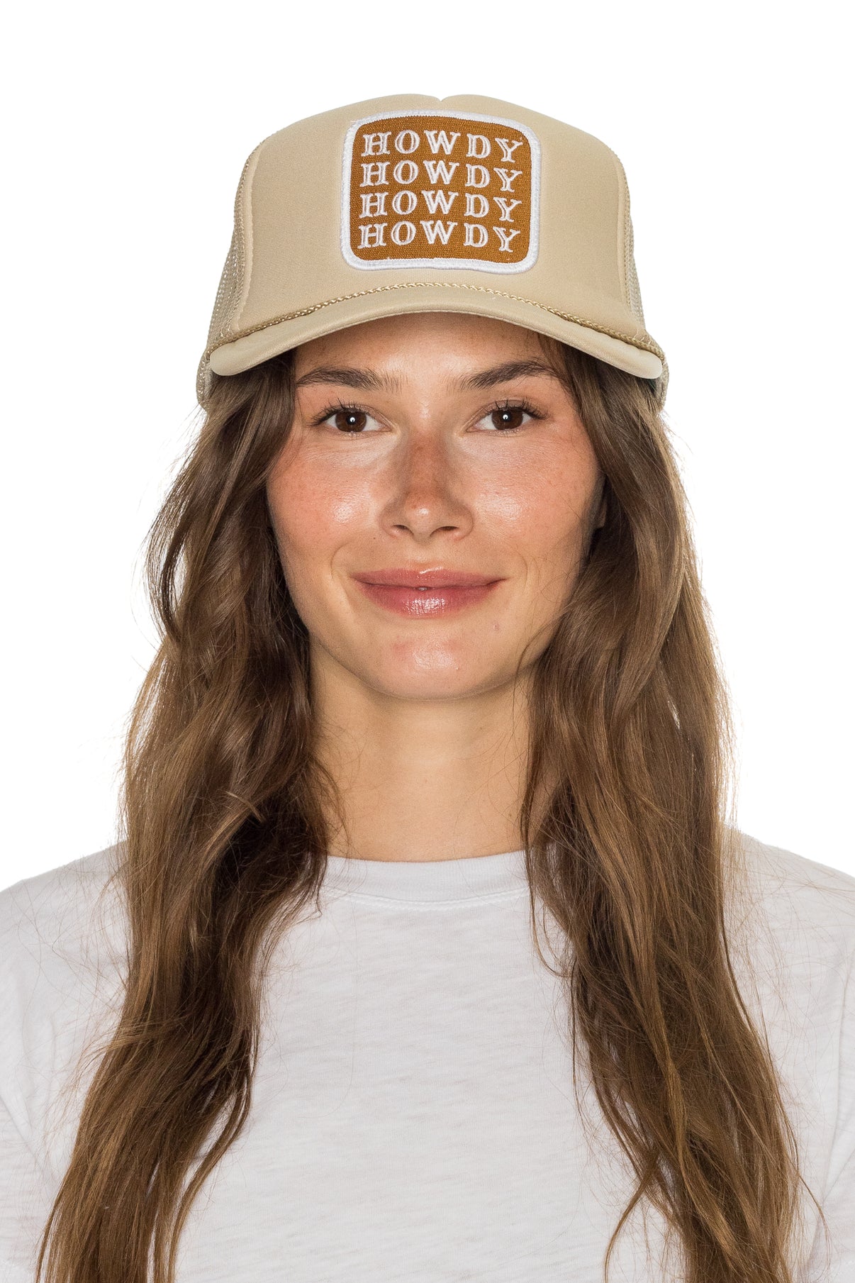 Howdy Trucker Hat in Tan – Shop Friday Feelin